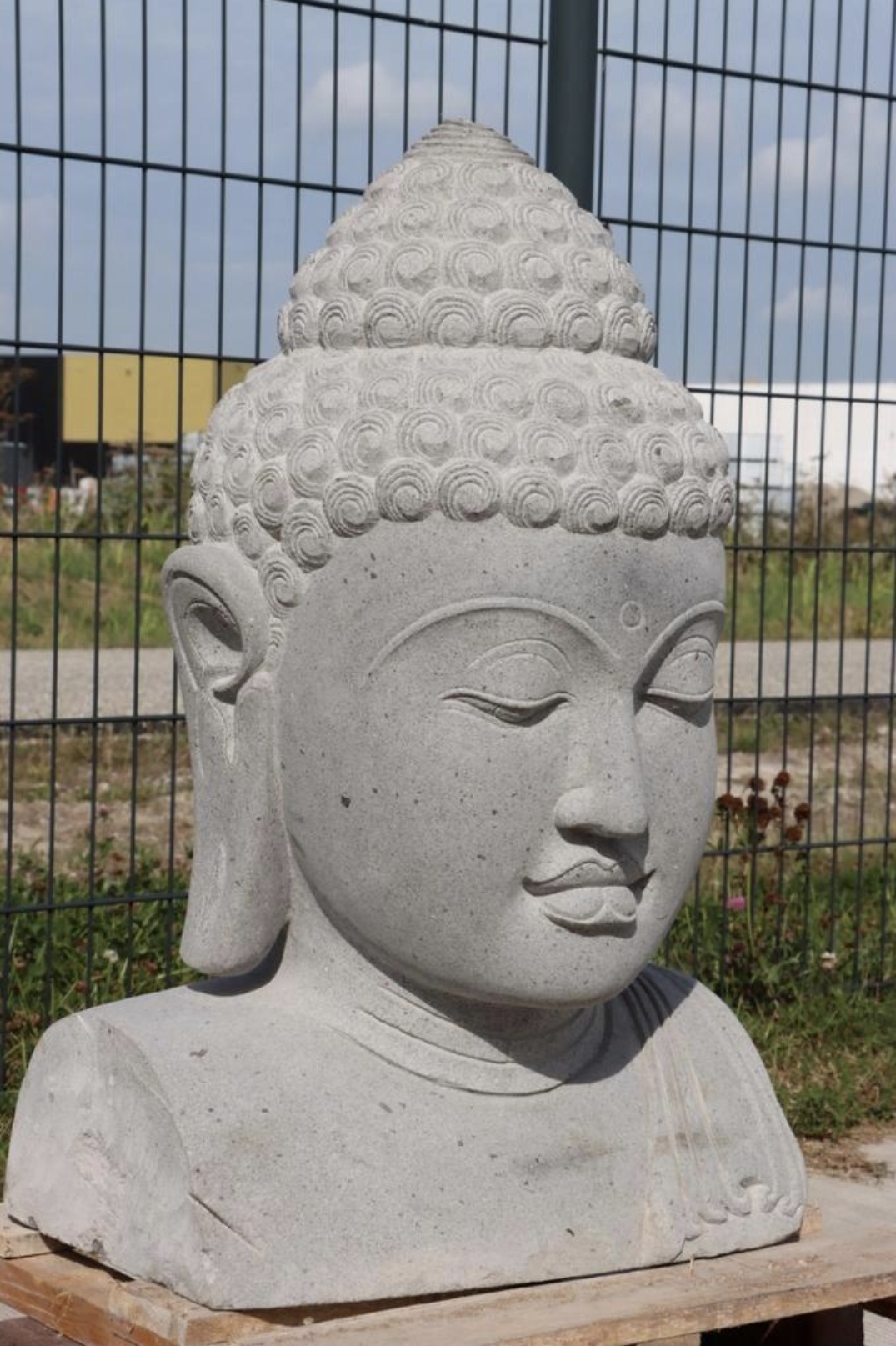 Boeddha Buste Tuinbeeld Massief Steen 80cm | Lotus Art